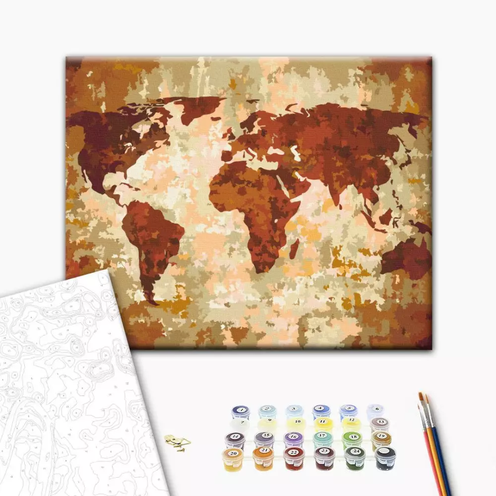 Måla efter nummer World Map (Earth Colours) - bimago
