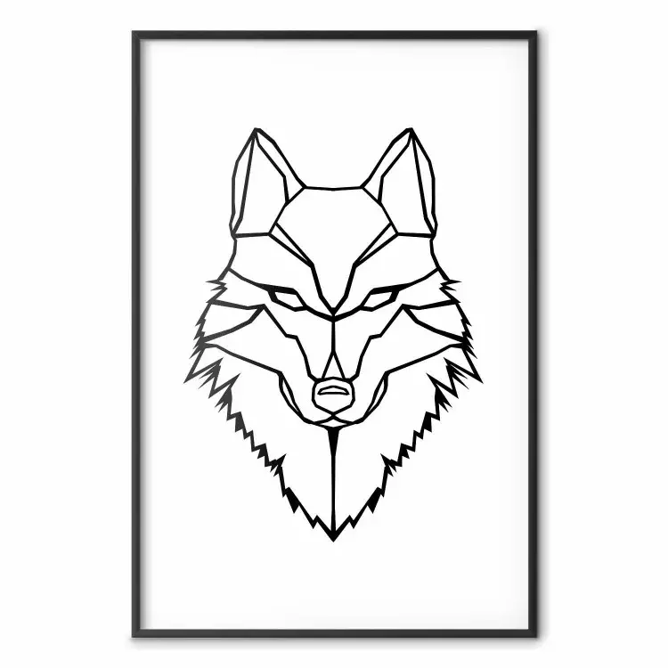 Print Vakt - svart varg skapad av geometriska figurer på vit bakgrund ...