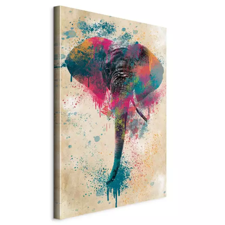 Tavla Elefantens snabel vertikal - futuristiskt mångfärgat elefant - bimago