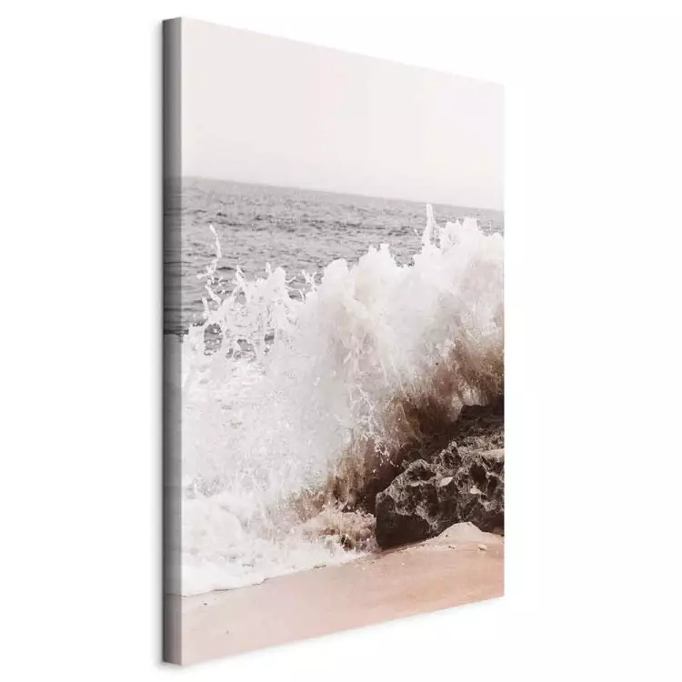 Canvastavla Söndrad element vertikalt - landskap av krossade vågor - bimago