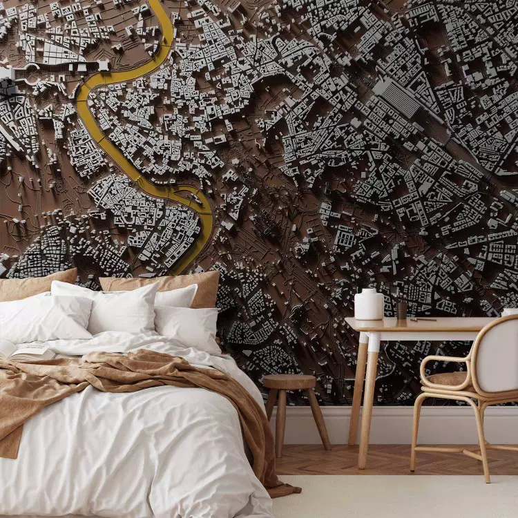 Fototapet Rom med Tibern - fågelperspektiv på den italienska ...