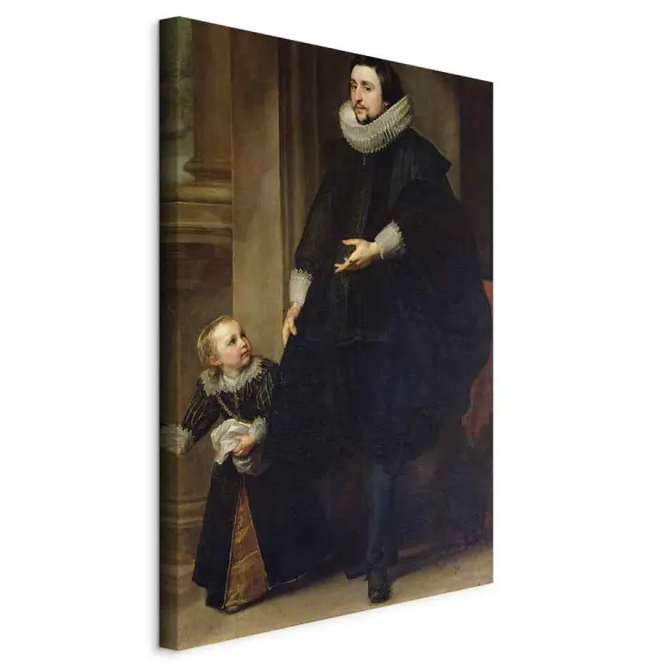Tavla Anthony van Dyck - Porträtt av en adelsman och hans barn eller ...