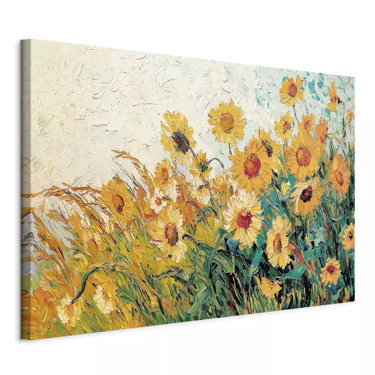 Tavla Solig äng - blomstrande solrosor inspirerade av Van Gogh - bimago